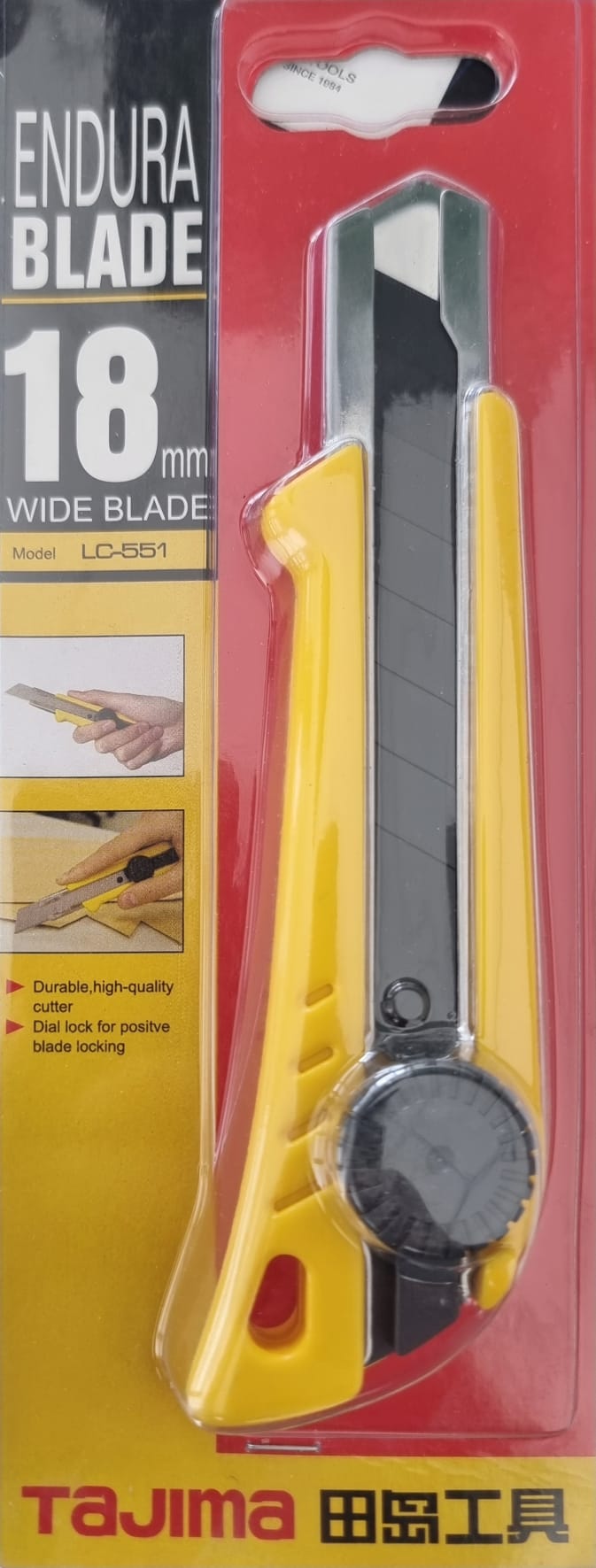 סכין יפני מקצועי 18mm ENDURA BLADE מבית טאג'ימה